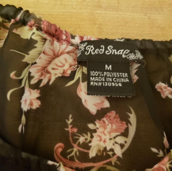 Red Snap | Tops | Red Snap Boho Sheer Floral M Top | Poshmark